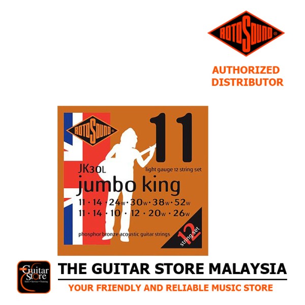 Rotosound JK30L Phosphor Bronze 12-String Acoustic Guitar Strings (11 ...